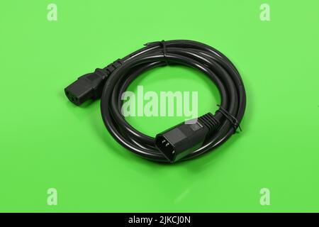 Black wire C13 female and C14 male connector power plug, in the form of ...