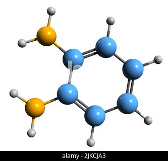 3D image of p-Phenylenediamine skeletal formula - molecular chemical ...