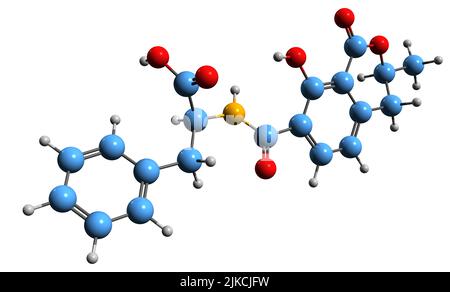 3D image of ochratoxin A skeletal formula - molecular chemical ...