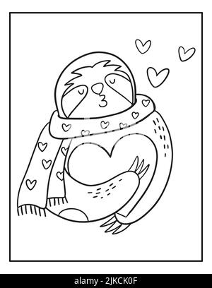Sloth coloring page. Funny bear. Outline sloth illustration Stock Photo ...