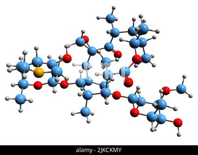 3D image of Erythromycin skeletal formula - molecular chemical ...