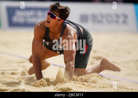 England's Javier Bello in action during the men's preliminary pool C ...