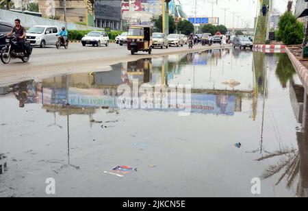Karachi, Pakistan, August 01, 2022. Commuters are facing inconvenience ...