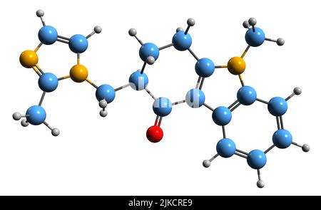 Ondansetron nausea and vomiting treatment drug molecule. Stylized ...