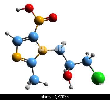 3D image of Metronidazole skeletal formula - molecular chemical structure of antibiotic and ...