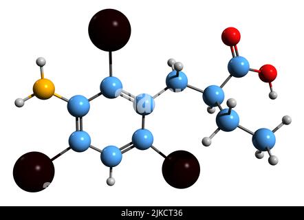 3D image of Propylthiouracil skeletal formula - molecular chemical ...