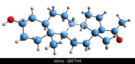 3D image of Allopregnanolone skeletal formula - molecular chemical ...
