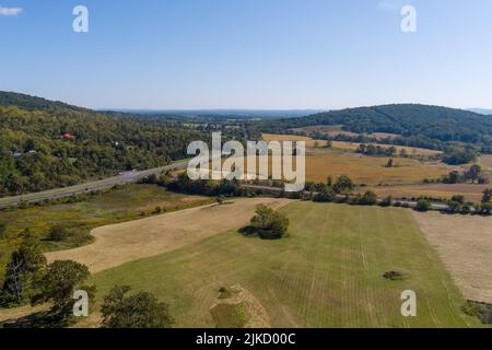Aerial view of farmland near Paris, Fauquier County, Virginia. Paris is ...