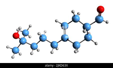 3D image of Hydroxycitronellal skeletal formula - molecular chemical ...