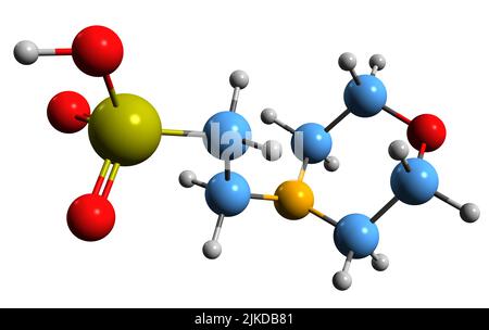 3D image of MOPS skeletal formula - molecular chemical structure of 3 ...