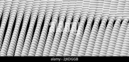 Many small ellipses. Abstract background with white capsules. 3d vector ...