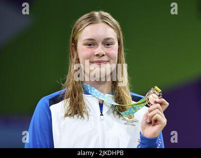 Scotland’s Katie Shanahan with her Bronze Medal after the Women’s 200m ...