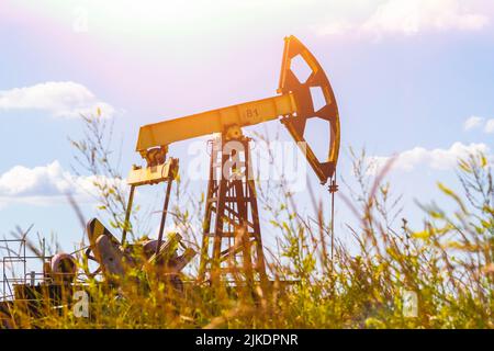 Oil injection. Oil production plant. Gas production. Oilfield site ...