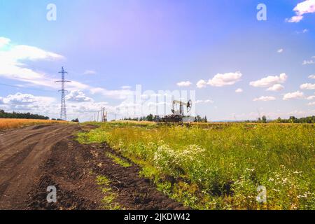 Oil injection. Oil production plant. Gas production. Oilfield site ...