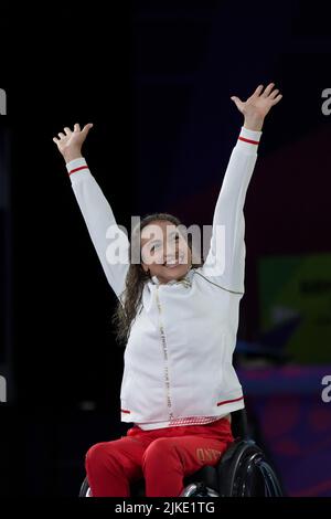 England’s Grace Harvey with her Silver Medal after the Women’s 100m ...