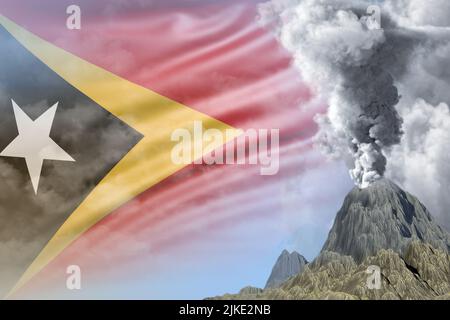 high volcano blast eruption at day time with white smoke on Somalia ...