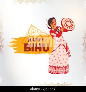 Beautiful Young Woman Holding Tambourine (Dafli) In Assam Traditional ...