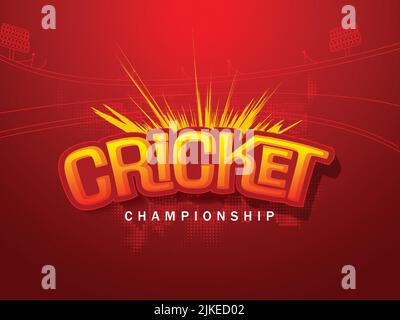 Sticker Style Cricket Championship Font With Red Ball, 3D Golden ...