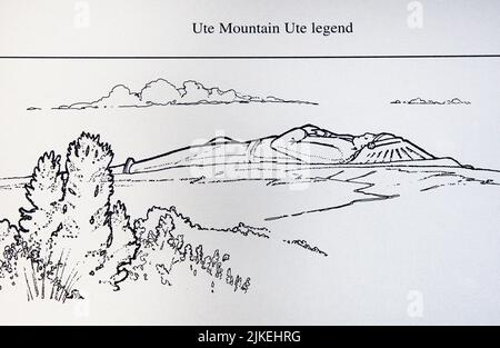 Sleeping Ute Mountain, Ute Indian legend of a great warrior, located in ...