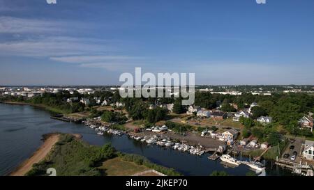 Aerial view of Marina along the Arthur Kill in Port Reading, New Jersey ...
