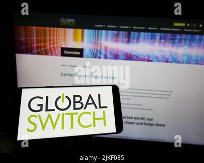 Global Switch technology data centre business logo on modern building ...