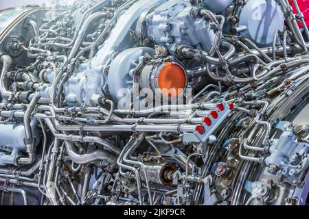 jet engine fuel system pipe pipes maze Stock Photo - Alamy