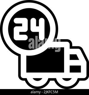 truck around clock free shipping service glyph icon vector illustration ...
