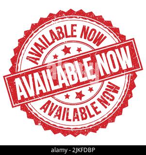 AVAILABLE NOW, words written on black rectangle stamp sign Stock Photo ...