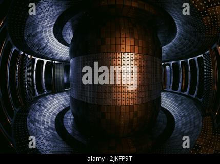 nuclear fusion reactor tokamak concept background, 3d rendering Stock ...