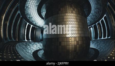 Fusion reactor. Toroidal chamber with a magnetic coil. device for ...