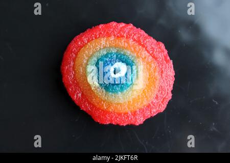 Cortical brain neurons (nerve cells) growing in culture, coloured ...