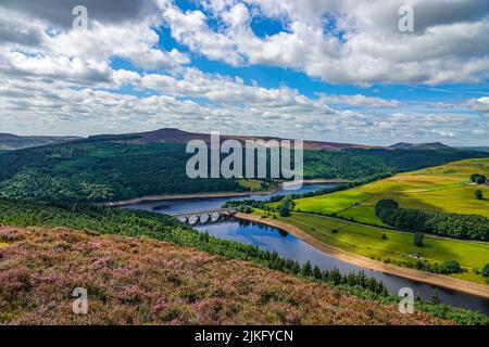 Low water levels at Ladybower Reservoir Derbyshire UK reveals ruins of ...