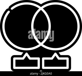 Venn diagram linear icon. Round chart. Overlapping circles. Intertwined ...