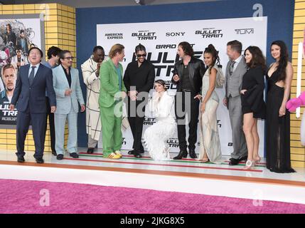 (L-R) BULLET TRAIN Cast - Masi Oka, Logan Lerman, Hiroyuki Sanada ...