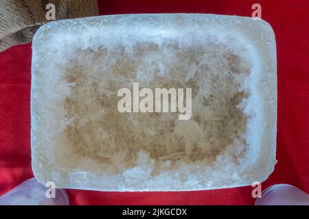 Saltpeter or potassium nitrate crystals on display in the Humberstone ...