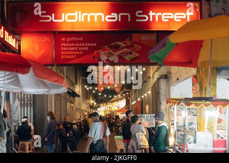 Residents enjoy dinner at Sudirman Street food center in Bandung ...