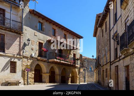 Panoramic view of a small town Frías, province of Burgos, Castile and ...