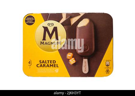 box of Magnum salted caramel icecreams ice creams with one icecream ice ...