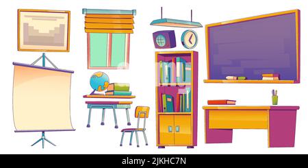 Classroom furniture, class interior stuff blackboard with inscription ...