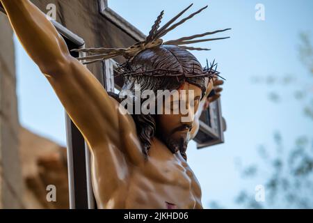 closeup of suffering Jesus Christ crucified on the cross Stock Photo - Alamy