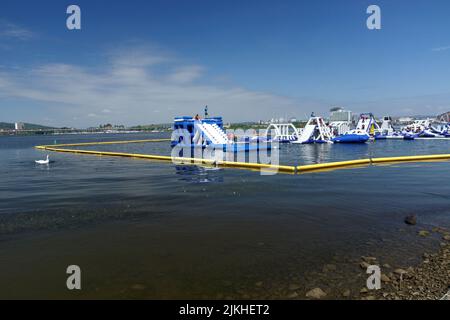 Aqua Park Cardiff, summertime water activity, Cardiff Bay, Cardiff ...