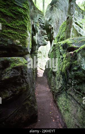 Narrow path between rocks in Petit Tsingy de Bemaraha, Strict Nature ...