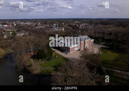 Aerial showing Slot Zeist castle with the moated manor surrounded by ...
