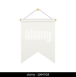 Empty white rectangle bunting pennant. Hanging realistic pennant or ...