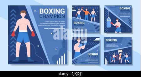 Professional Boxing Sport Social Media Stories Template Cartoon ...