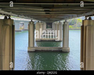 The structure of Iron Cove Bridge, underneath the Iron Cove Bridge ...