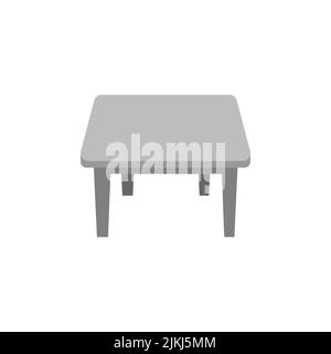 Empty wooden rectangular shaped table isolated on white background. Brown dining table icon ...