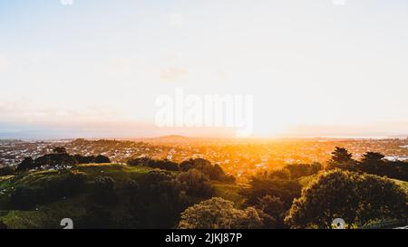 A panoramic view of the One Tree Hill, Auckland, New Zealand Stock ...