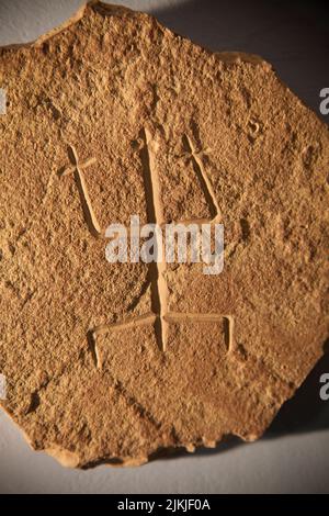 Petroglyph carving made by the Anasazi of a human hand. Mesa Verde ...