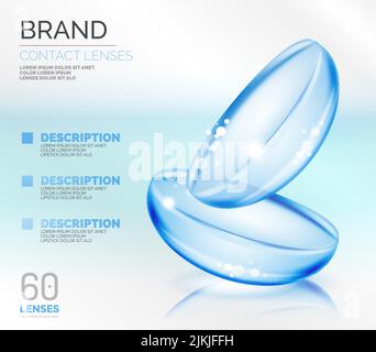 Eye contact lenses poster template, ophthalmology product realistic ...